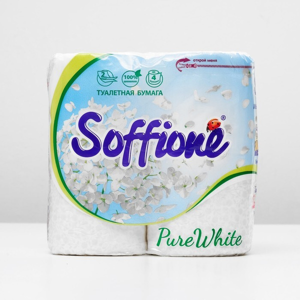 Туалетная бумага Soffione Pure White, 2 слоя, 4 рулона - купить с ...