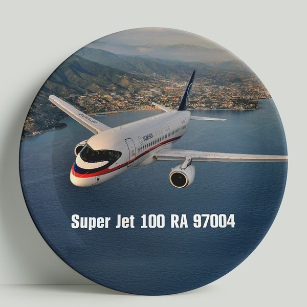 Сувенирная тарелка Самолет Super Jet 100 RA 97004, 20 см - купить ...