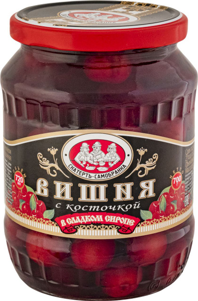 Фруктовые консервы Скатерть-Самобранка вишня в сладком сиропе, 720 мл ...