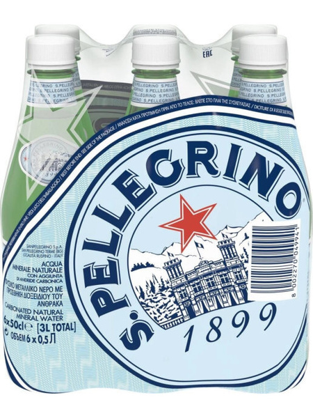 S.Pellegrino Вода Минеральная Газированная 500мл. 6шт - купить с ...