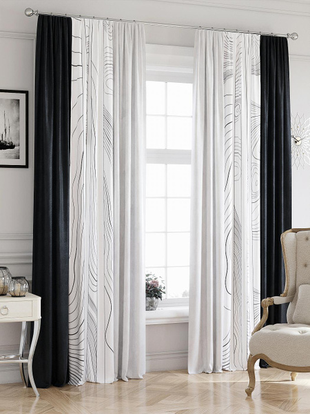 Комплект портьер HELGA 810023 , 270х430см, Бежевый;Белый;Серый;черный ...