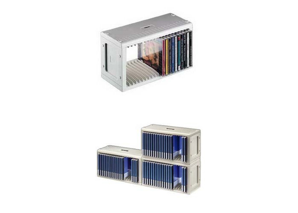 Подставка на 20 дисков CD/DVD цвет серый, пластик, настольное/настенное ...