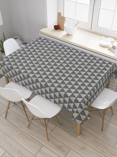 Скатерть прямоугольная на кухонный стол JoyArty "Полутоновые треугольники" из оксфорда, 180x145 ...