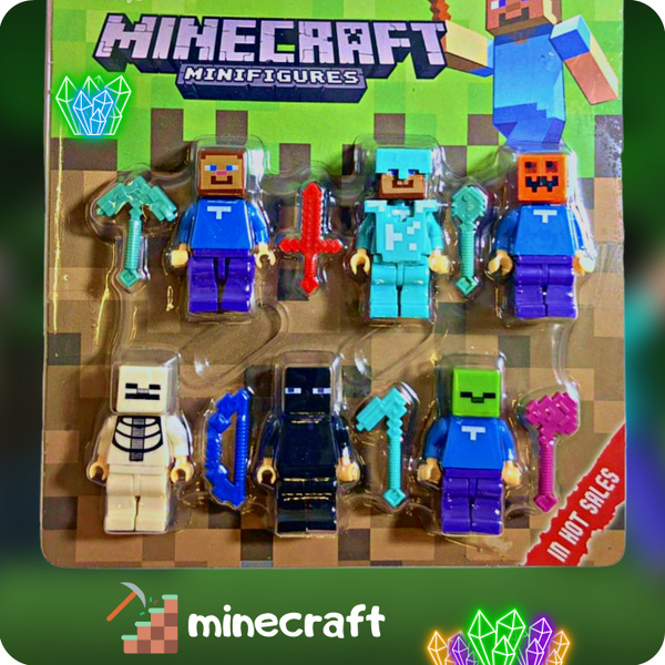 Набор из 6 фигурок Майнкрафт алмаз / Игрушка человечки Майнкрафт с ...