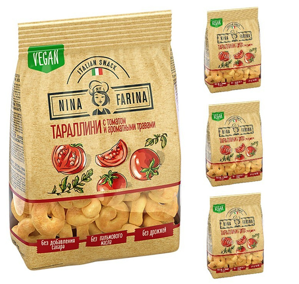 Тараллини "Nina Farina", томат и ароматные травы, 180г, 4шт. - купить с ...