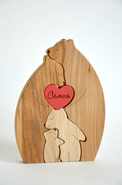 Фигурки из дерева Семья Медведей, Rast Wood, Подарок на годовщину ...