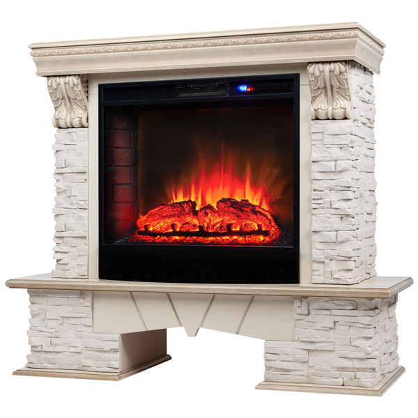 Электрокамин RealFlame Rockland Lux 25/25,5 WT c Sparta 25,5 LED, звуковая имитация горения ...