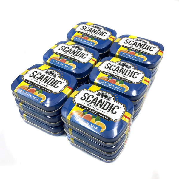 Освежающие драже SCANDIC без сахара со вкусом "Цитрусовый микс" 18 шт ...