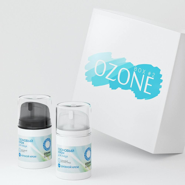 Подарочный набор для лица "Безупречно чистая кожа" OZONEBOX: дневной и ночной озоновый крем для ...