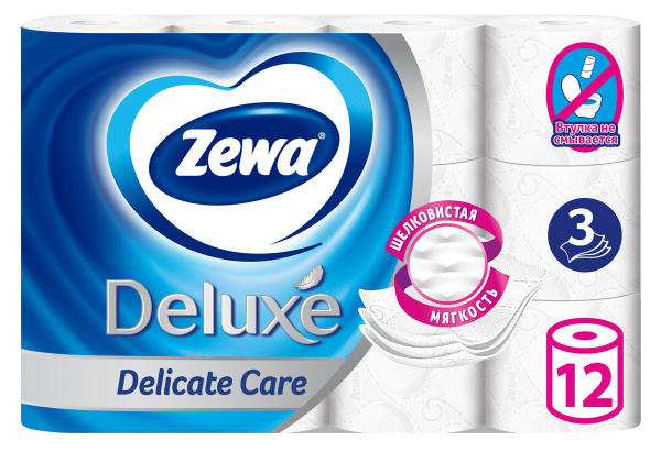 Туалетная бумага Zewa Deluxe белая, 3 слоя, 12 рулонов - купить с ...