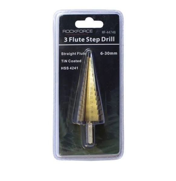 Сверло ROCKFORCE RF-44746 ступенчатое TIN HSS 4241 (6-30мм), в блистере купить на OZON по низкой ...