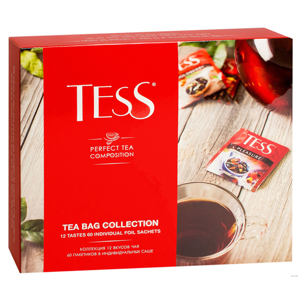 Подарочный набор чая Tess "Tea bag collection", 12 видов, 60 пакетиков ...