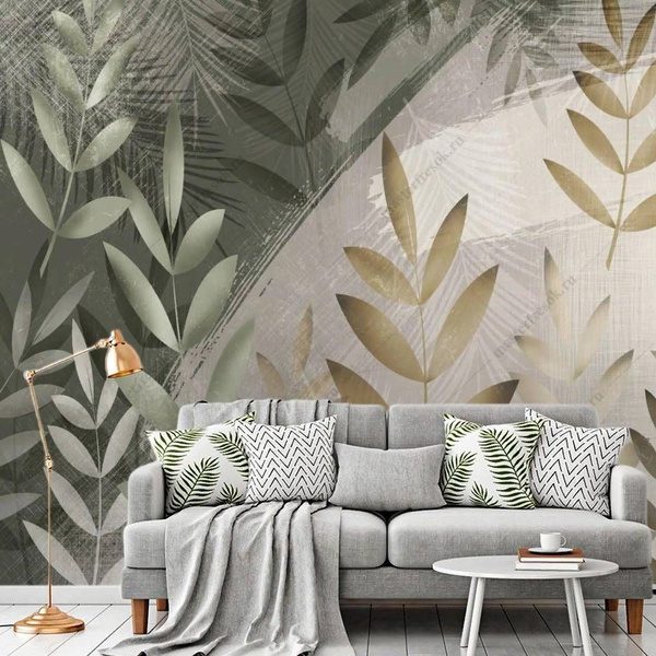 Фотообои бесшовные Зеленые листья В270 см х Ш340 см Master Fresok артикул 144-134.1 флизелиновые ...