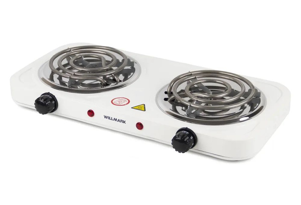 Плитка настольная электрическая WILLMARK HS-210TW, 2000 Вт, 2 конфорки, индикатор включения ...