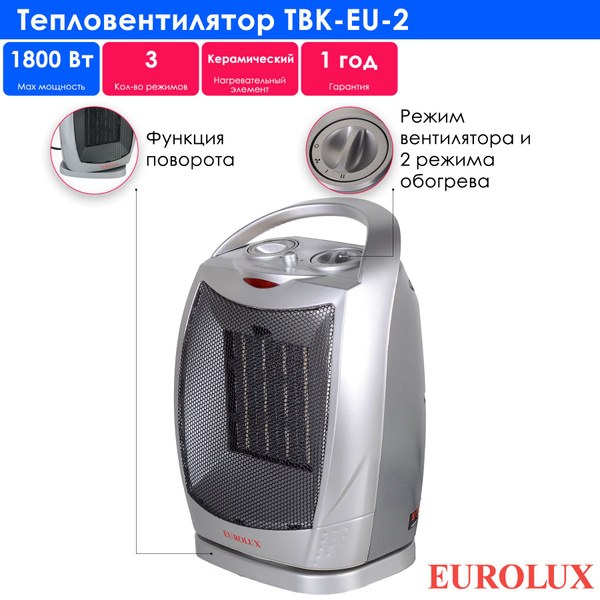 Тепловентилятор ТВК-EU-2 Eurolux - купить с доставкой по выгодным ценам в интернет-магазине OZON ...