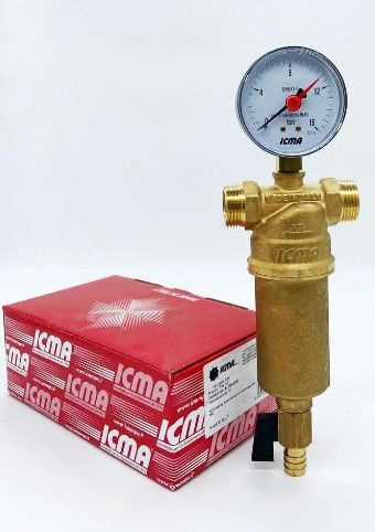 Фильтр механической очистки ICMA 750, ВР/ВР, НР/НР, Ду 20 (3/4"), со сливом, с манометром купить ...