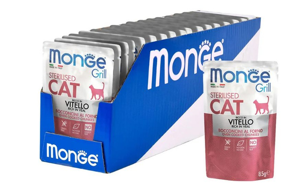Влажный корм Monge Cat Grill для стерилизованных кошек, с телятиной ...