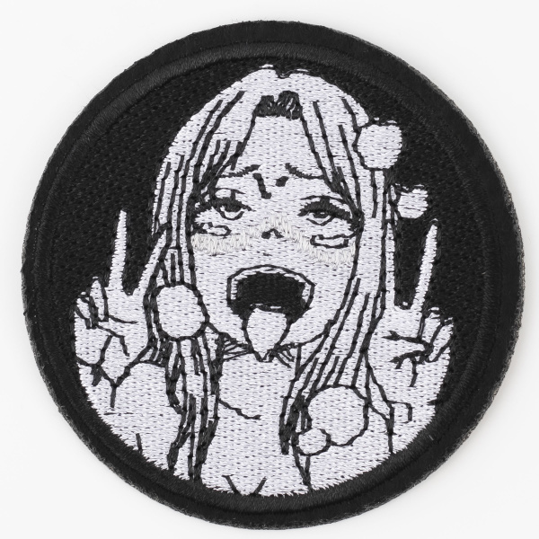 Нашивка, шеврон, патч (patch) Ахегао дабл пис Ahegao double peace, размер 7*7 см - купить с ...