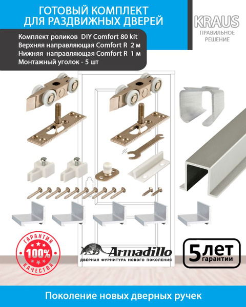 Готовый комплект для раздвижных дверей DIY Comfort 80/4 kit Armadillo ...