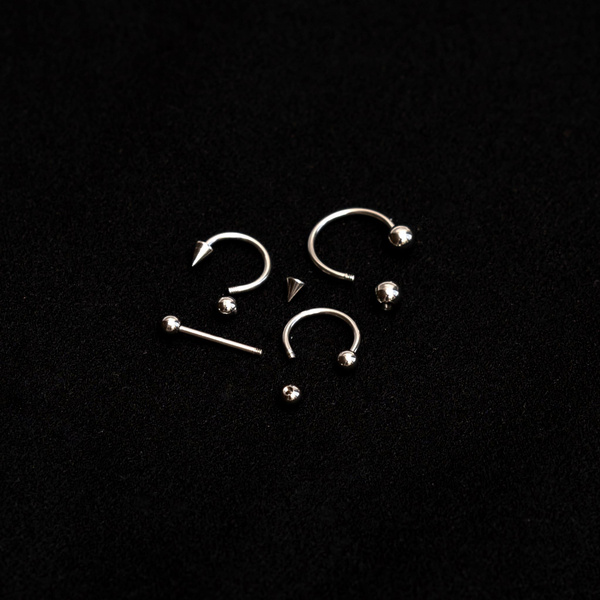 Набор 4шт пирсинг циркуляр в бровь, нос, ухо - купить с доставкой по ...