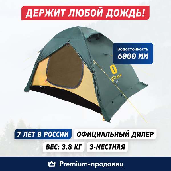 Палатка 3-местная BTrace Ion 3+ - купить по выгодной цене в интернет-магазине OZON (284230056)