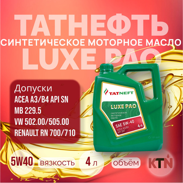 Масло моторное TATNEFT 5W-40 Синтетическое - купить в интернет-магазине ...