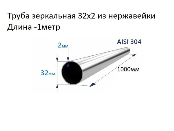 Труба из нержавейки зеркальная 32х2 AISI 304 1метр - купить с доставкой ...