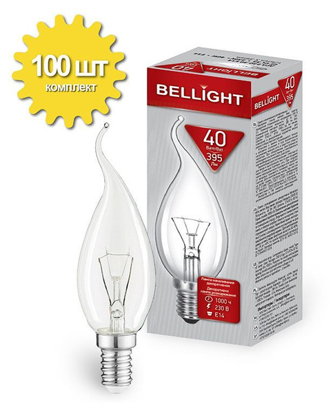 Накаливания Лампочка Bellight E14 Свеча на ветру 395 Лм 2800 К - купить ...