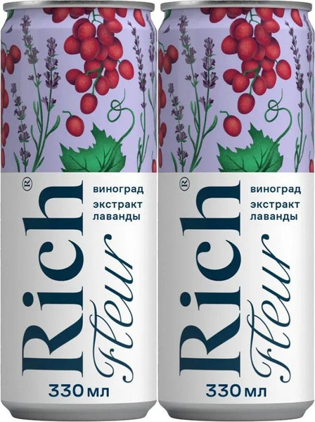 Напиток сокосодержащий Rich Fleur виноград-лаванда 0,33 л, комплект: 2 ...