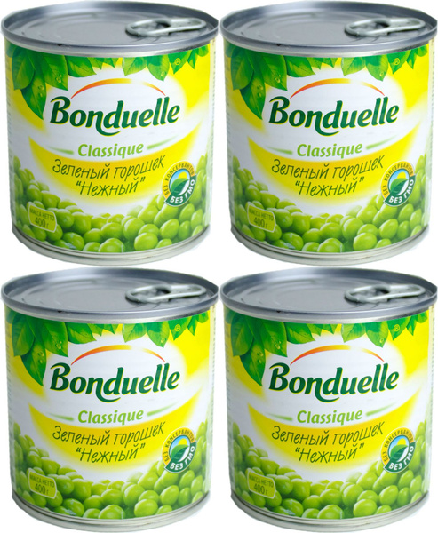 Зеленый горошек Bonduelle Нежный, комплект: 4 упаковки по 400 г - купить с доставкой по выгодным ...
