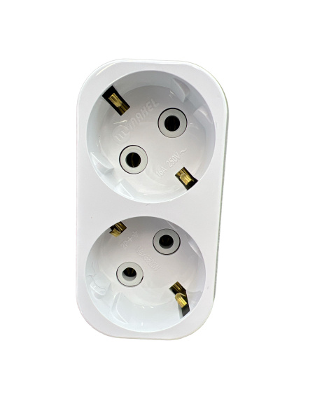 Блок розеток Makel / разветвитель/двойник, 2 гнезда с заземляющими контактами без шторок, белый ...