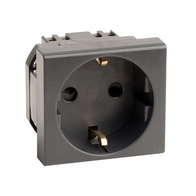 Розетка 1-м 2мод. Viva 16А IP20 2P+E с заземл. защ. шторки черн. DKC ...