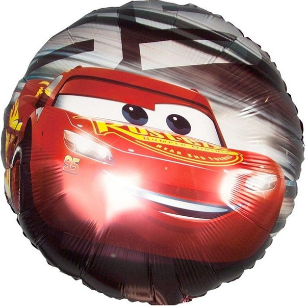 Воздушный шар Falali, фольгированный, 18", круг, Тачки, Молния МакКуин, красный, 5 штук в ...
