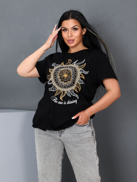 Футболка Seffo, размер 60, цвет черный, белый, 100% хлопок - купить по ...