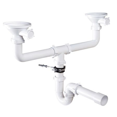 Сифон разрыв струи мойка ДВОЙНОЙ, 1 1/2"х40, трубка 195мм, Dn 40/50 ...