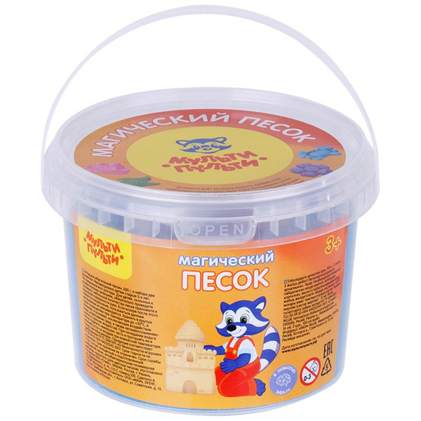 5 шт., Песок для лепки Мульти-Пульти "Магический песок", синий, 500г, 2 ...