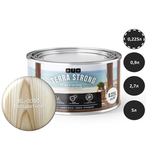 Масло для дерева, DIV Terra Strong, BL-0000 бесцветное 225мл купить на ...
