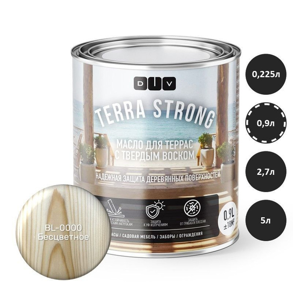 Масло для дерева, DIV Terra Strong, BL-0000 Бесцветное 0,9л купить на ...