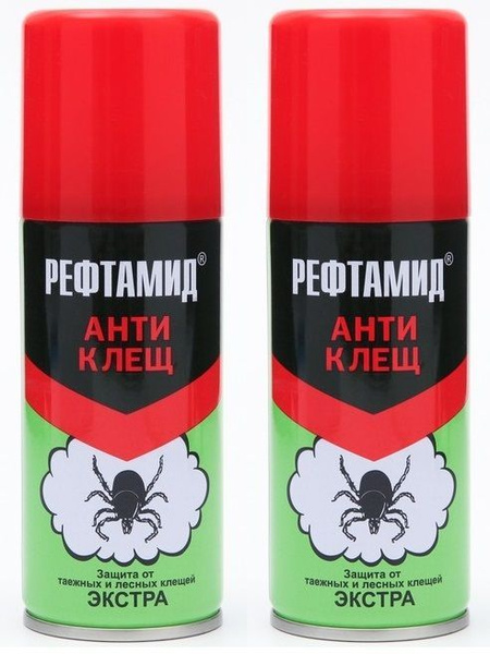 Рефтамид Аэрозоль от насекомых Антиклещ Экстра Усиленный, 100мл./ 2 ...
