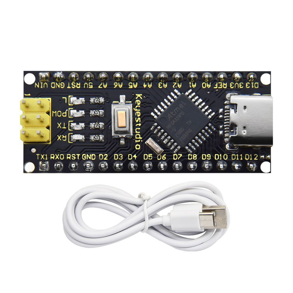 Плата контроллер NANO PLUS (Nano ch340) на ATMEGA328P-AU от Keyestudio + USB кабелель, KS0547 ...