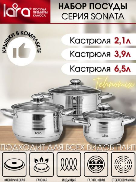 LARA Набор посуды для приготовления, 6 предм. - купить с доставкой по ...