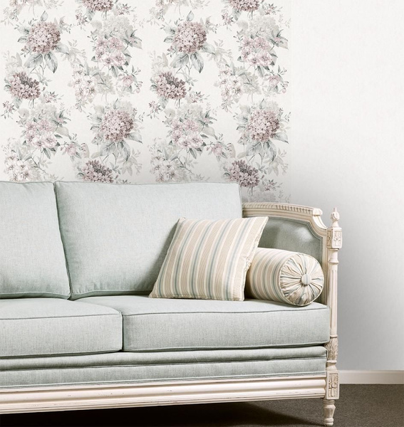 Обои для спальни бумажные вспененный винил с цветами бежевый-золотой ...