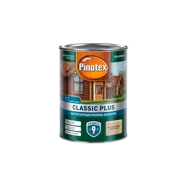 Пропитка-антисептик Pinotex Classic Plus 3 в 1 Ель натуральная 0,9л ...