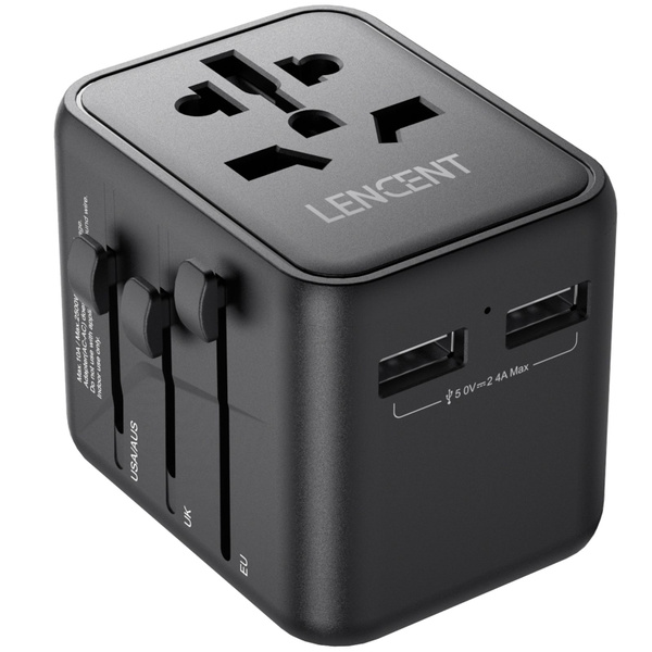 Дорожный адаптер ,путешествия переходник для розетк LENCENT, c 2 USB 2 ...
