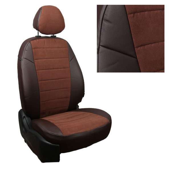 Чехлы на сиденья Hyundai Creta I с 16-21г. Алькантара Шоколад + Шоколад ...