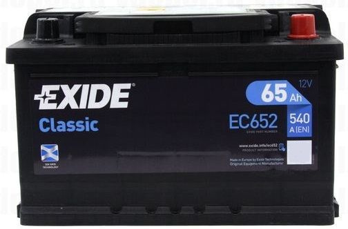 Аккумулятор автомобильный 12v 65 Ah EXIDE Сlassic 65 Ah 540 A обратная ...