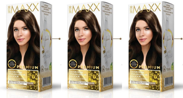 MAXX DELUXE PREMIUM HAIR DYE KIT Набор для окрашивания волос,6.0 Темно ...