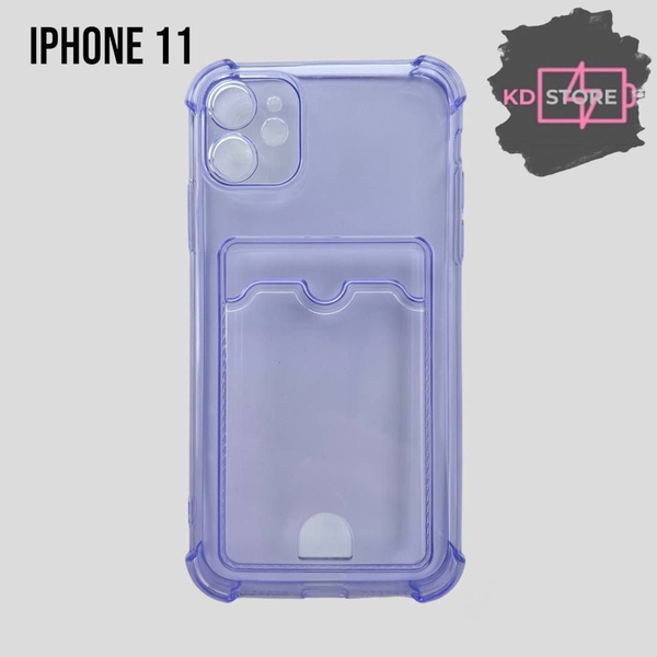 Прозрачный противоударный чехол для iPhone 11 (Айфон 11) с карманом для ...