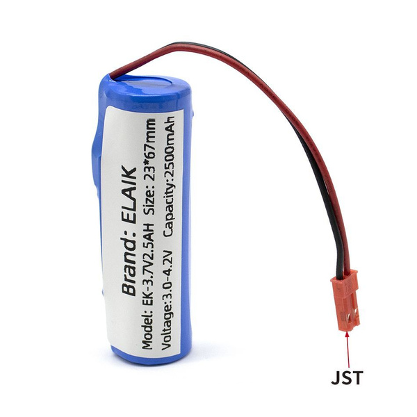 ELAIK Аккумулятор 18650 LI-ION 3.7V 2500 мАч Батарейный блок (JST, XH2 ...
