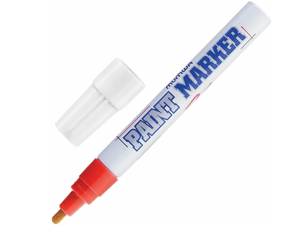 MUNHWA Маркер-краска лаковый (paint marker) munhwa, 4 мм, красный, нитро-основа, алюминиевый ...